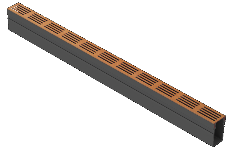 ACO Hexa Slim-line goot 6,5x10x100 cm Corten | DK Tuinmaterialen